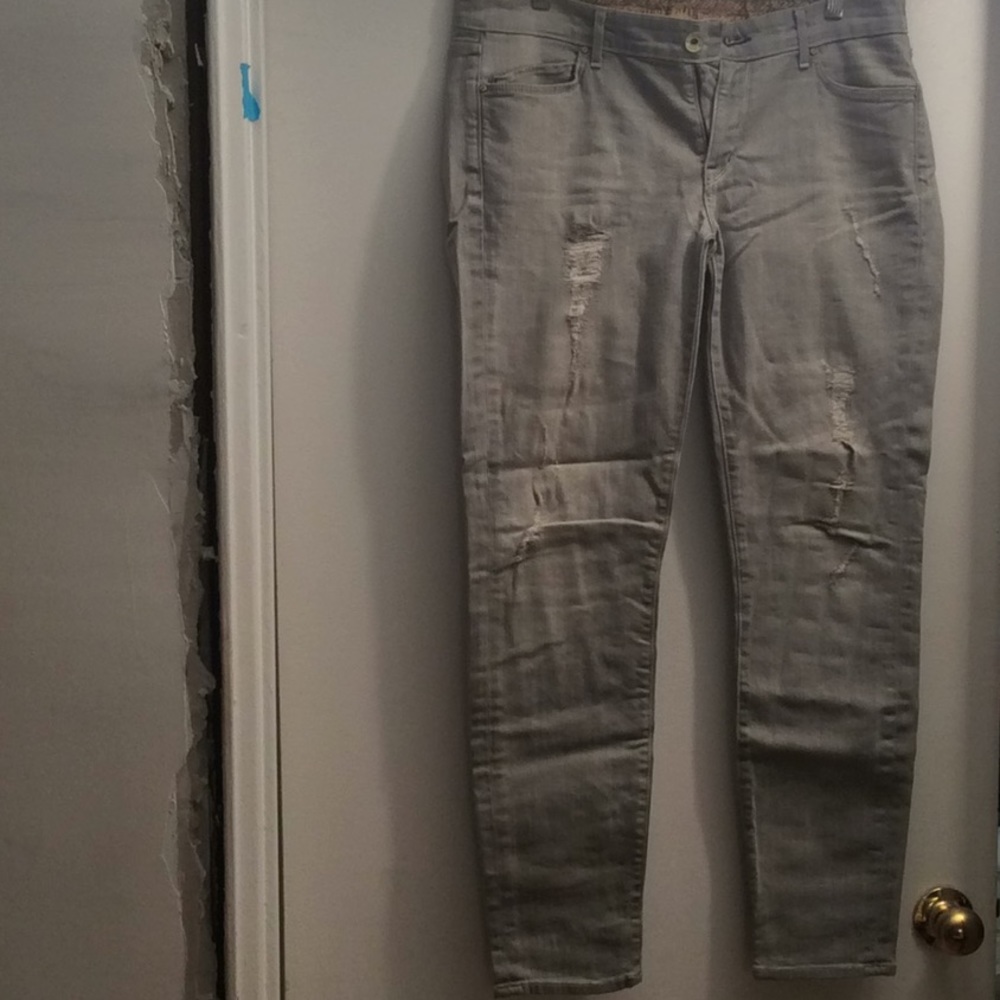 Rich And Skinny Distressed Grey Denim Skinny Jeans - Gem